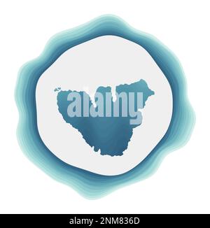 Moorea round stamp. Round logo with island map and title. Stylish ...