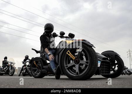 Cairo, Egypt. 24th Feb, 2023. Members of the motorcycle group ...