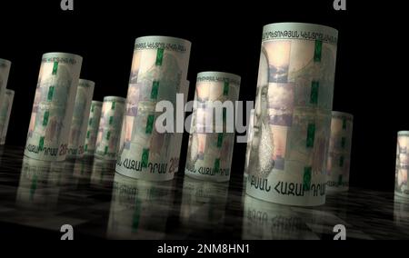 Armenia money Armenian Dram money roll 3d illustration. 20000 AMD ...