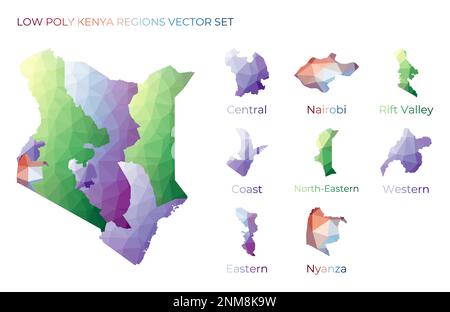 Map of Kenya. Low poly illustration of the country. Purple geometric ...