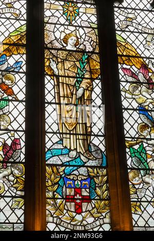 England, Dorset, Sherbourne, Sherbourne Abbey, Stained Glass Window ...
