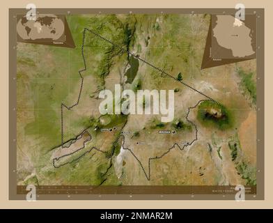 Arusha, region of Tanzania. Low resolution satellite map Stock Photo ...