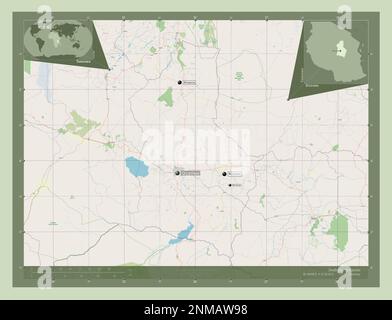 Dodoma, region of Tanzania. Open Street Map. Locations of major cities ...