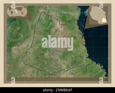Lindi, region of Tanzania. High resolution satellite map Stock Photo ...