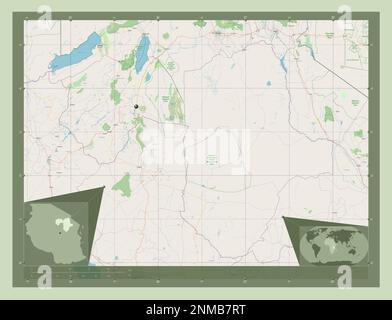Manyara, region of Tanzania. Open Street Map. Locations and names of ...