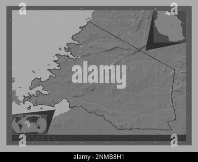 Mara, region of Tanzania. Bilevel elevation map with lakes and rivers ...