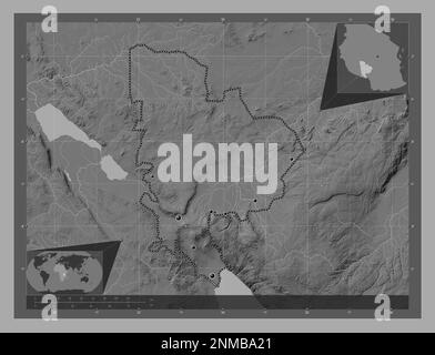 Mbeya, region of Tanzania. Bilevel elevation map with lakes and rivers ...