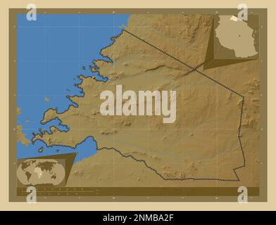 Mara, region of Tanzania. Colored elevation map with lakes and rivers ...