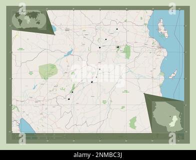 Morogoro, region of Tanzania. Open Street Map. Locations and names of ...