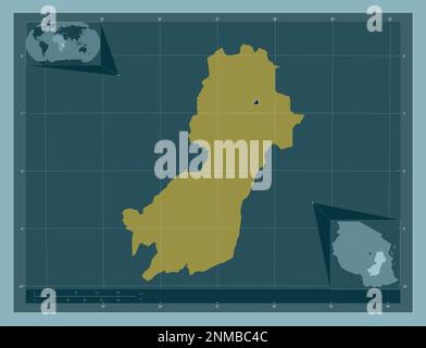 Morogoro, region of Tanzania. Solid color shape. Locations and names of ...