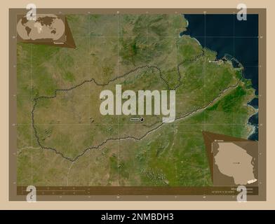 Mtwara, region of Tanzania. Low resolution satellite map. Locations of ...