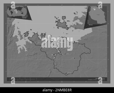 Mwanza, region of Tanzania. Bilevel elevation map with lakes and rivers ...