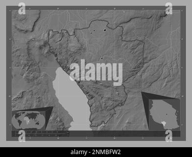 Njombe, region of Tanzania. Bilevel elevation map with lakes and rivers ...