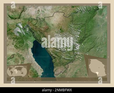 Njombe, region of Tanzania. High resolution satellite map Stock Photo ...