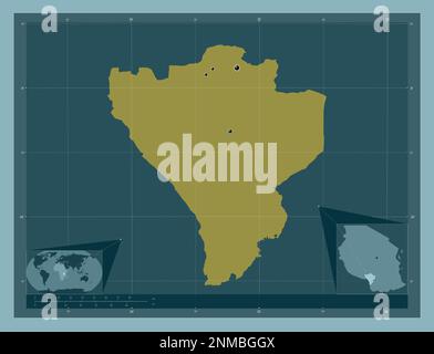 Shape of Njombe, region of Tanzania, with its capital isolated on a ...