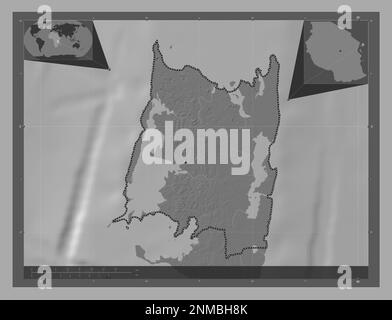 Pemba North, region of Tanzania. Bilevel elevation map with lakes and ...