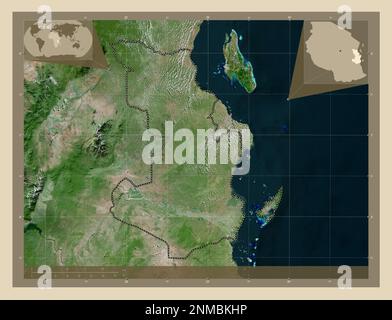 Pwani, region of Tanzania. High resolution satellite map Stock Photo ...