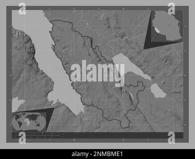 Rukwa, region of Tanzania. Bilevel elevation map with lakes and rivers ...