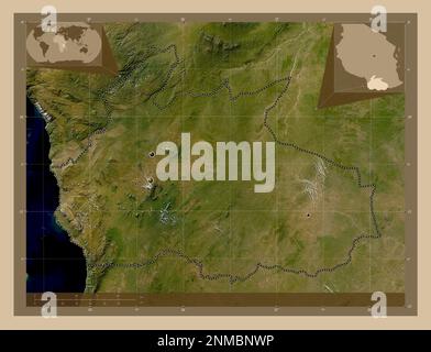 Ruvuma, region of Tanzania. Low resolution satellite map. Corner ...
