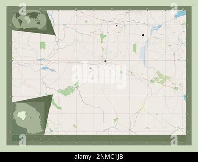 Tabora, region of Tanzania. Open Street Map. Locations and names of ...