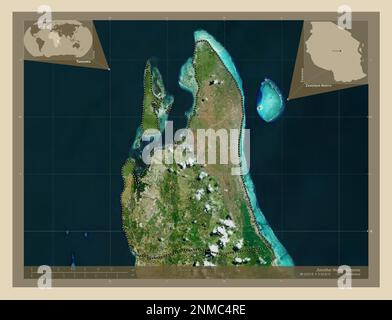 Zanzibar North, region of Tanzania. High resolution satellite map Stock ...