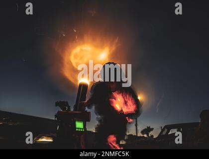 Coalition Forces fire 120mm illumination rounds using an XM905 Advanced ...