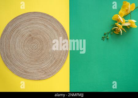 Western table setting with traditional table mat and dinnerware with ...