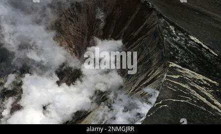 An aerial photo shows Nishi-no-shima, a volcanic island, located about ...