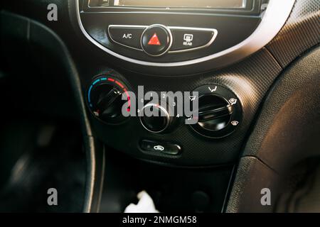Front view of a car air conditioning control panel. Air conditioning ...