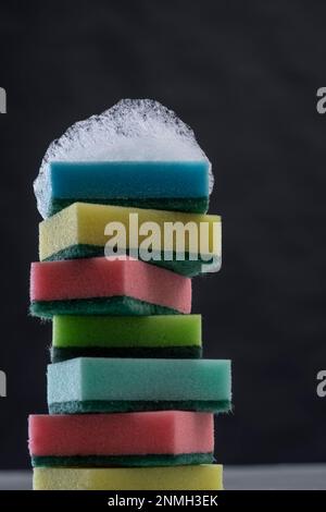 Lined up plaster sponges with foam Stock Photo - Alamy
