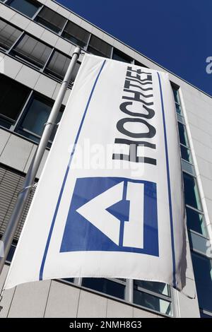 Hochtief AG, flags with logo at company headquarters, construction ...