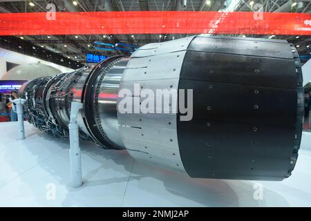 A view of a Taihang turbofan jet engine, designed for military usage ...