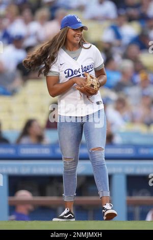 Oklahoma Sooners softball player Tiare Jennings throws out the ...