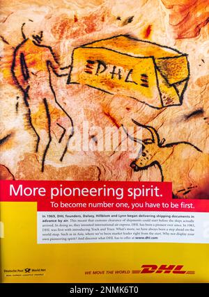 DHL delivering shipping advert in a magazine 1996 Stock Photo - Alamy