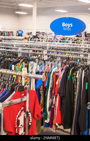 Multiple clothing racks in a thrift store(Good Will) in Ludington ...