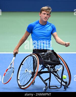 Niels Vink reacts during a wheelchair quad singles championship match ...
