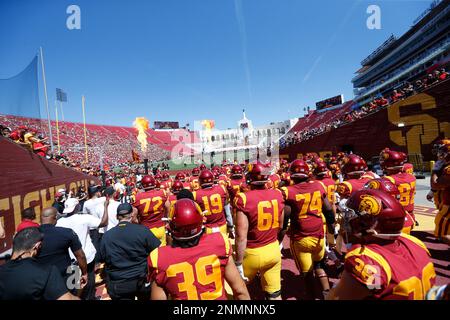 September 04, 2021 USC Trojans football team run onto the field before ...
