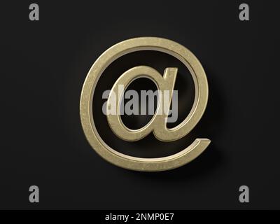 Gold email symbol on a black background. 3d illustration Stock Photo ...