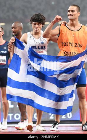 GHAVELAS Athanasios of Greece celebrates after winning the Men's 100m ...
