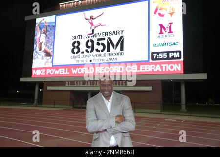 MIKE POWELL LONG JUMP 25 August 1993 Stock Photo - Alamy