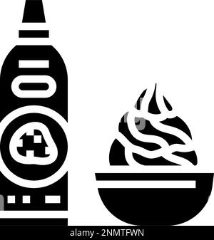 whipped cream milk product glyph icon vector. whipped cream milk ...