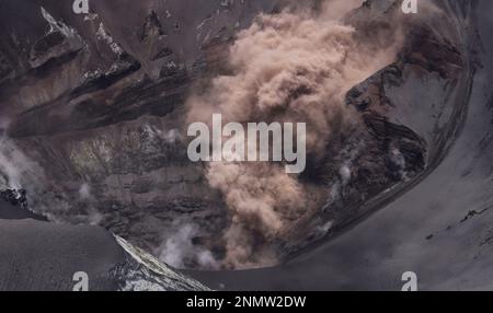 An aerial photo shows Nishi-no-shima, a volcanic island, located about ...