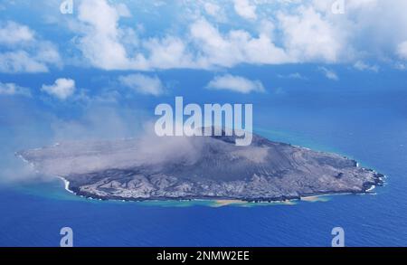 An aerial photo shows Nishi-no-shima, a volcanic island, located about ...