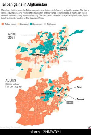 Map shows areas controlled by Taliban Stock Photo - Alamy