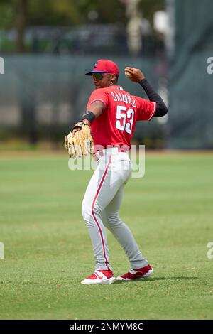 Philadelphia Phillies Jadiel Sanchez (53) bats during an Extended ...