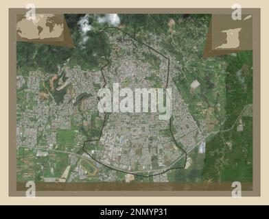 Arima, borough of Trinidad and Tobago. High resolution satellite map. Corner auxiliary location ...