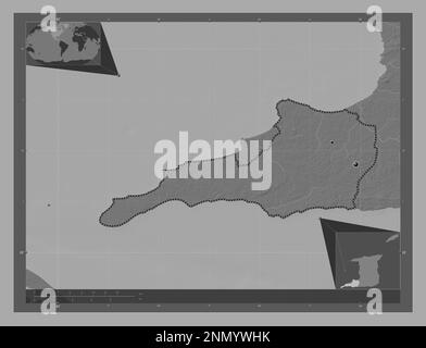 Siparia, region of Trinidad and Tobago. Bilevel elevation map with ...