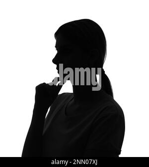Silhouette of anonymous woman on white background Stock Photo - Alamy