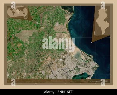 Ariana, governorate of Tunisia. Low resolution satellite map Stock ...
