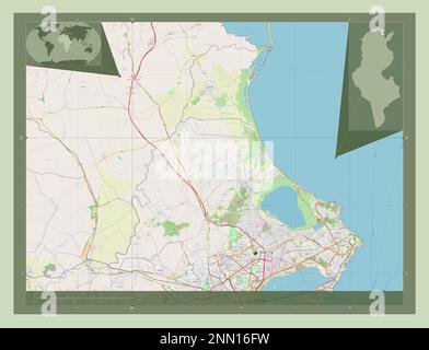 Ariana, governorate of Tunisia. Open Street Map. Locations and names of ...